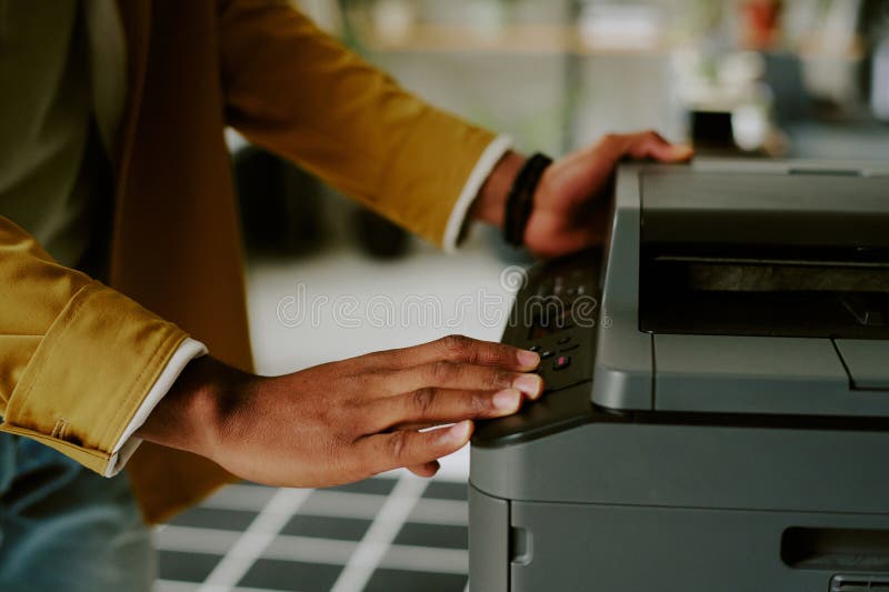 Unrecognizable Man Using Printer Stock Image - Image of office, adjust ...