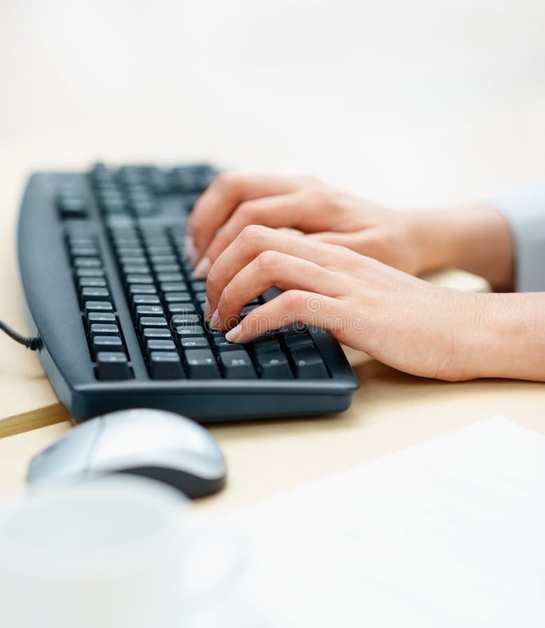 Closeup of Hands Using a Computer Keyboard Stock Photo - Image of ...