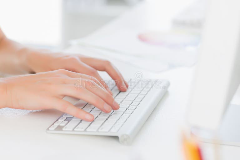 Closeup of Hands Using Computer Keyboard in Office Stock Image - Image ...