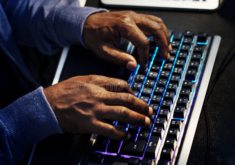 Closeup of Hands Working on Computer Keyboard Stock Photo - Image of ...