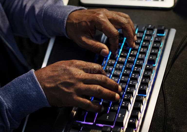 Closeup of Hands Working on Computer Keyboard Stock Image - Image of ...