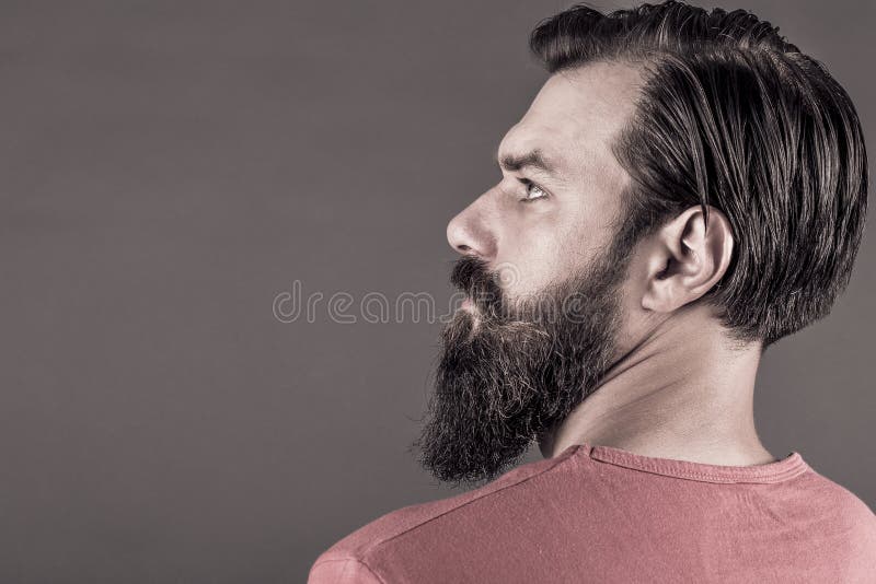 Closeup of a Handsome Young Man with Retro Look, Side View Stock Photo ...