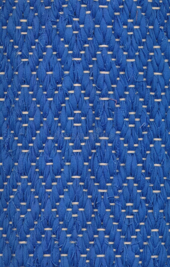 Closeup of Handwoven Rag Rug in Blue Shades Stock Image - Image of ...