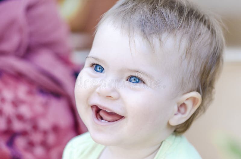 Closeup of Happy Baby Smiling with Her First Teeth Stock Photo - Image ...