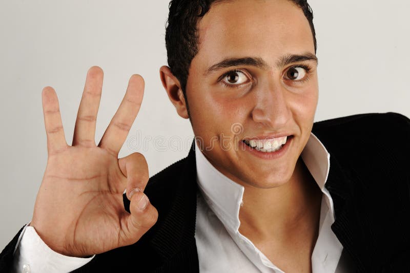 Closeup of a Happy Man Showing Ok Stock Image - Image of okay, human ...
