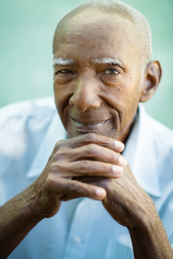 Portrait of Elderly Black Man Looking and Smiling at Camera Stock Image ...