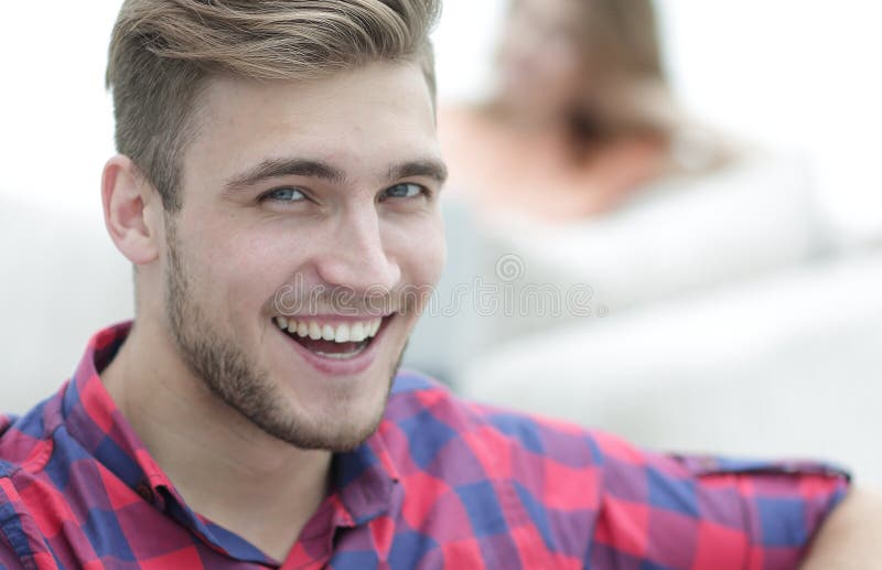 Closeup of Happy Young Man Showing Forward, Stock Image - Image of male ...
