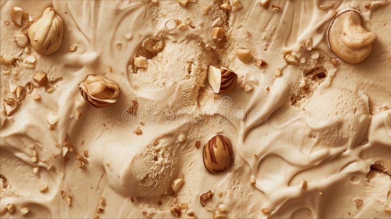 A Closeup of the Hazelnut Ice Cream Texture, Displaying Its Creamy Base ...