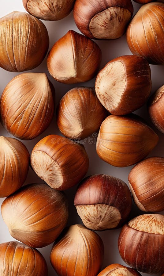 A Closeup of the Hazelnuts Texture, Showcasing Their Smooth and ...