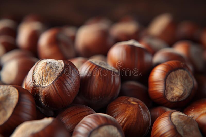 Closeup of Hazelnuts on Wooden Surface Stock Illustration ...