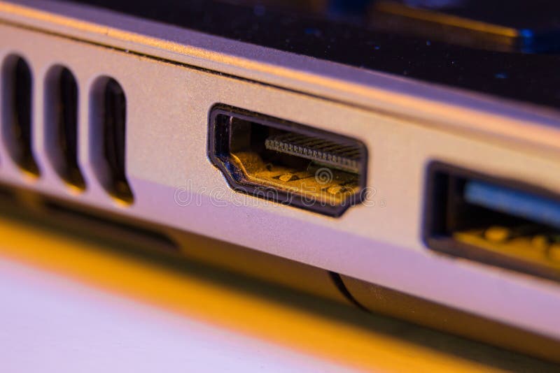 Closeup of HDMI Cable Port in a Laptop Stock Image - Image of detail ...