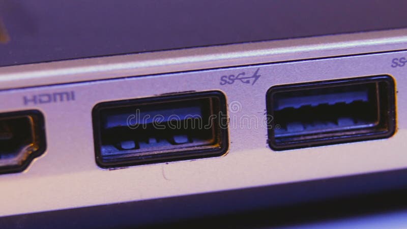 Closeup of HDMI and USB Ports in a Laptop Stock Footage - Video of ...