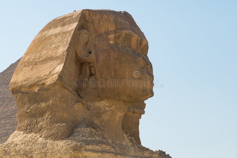 A Closeup of the Head of the Sphinx on a Hot Spring Day in Gizeh Stock ...