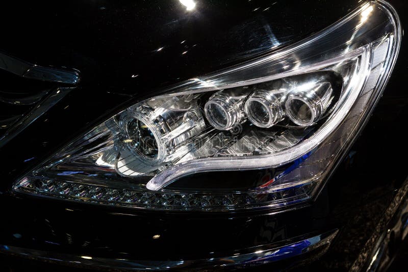 Closeup Headlights of Car.modern Light Element Stock Photo - Image of ...