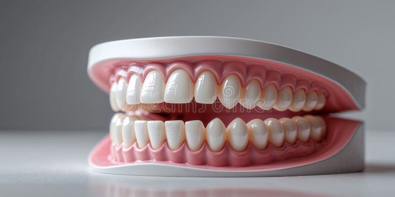 Closeup of Healthy White Teeth and Pink Gums Dental Model Stock Photo ...