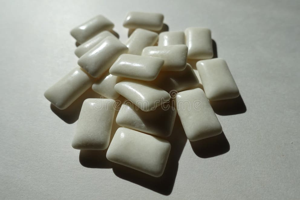 Closeup of Heap of White Pieces of Chewing Gum Stock Photo - Image of ...