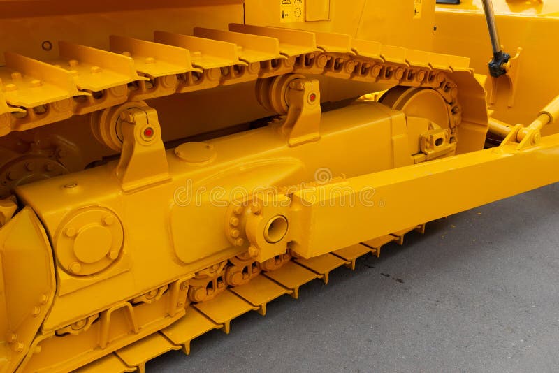Closeup of Heavy Caterpillar and Basket of a Large Construction Machine ...