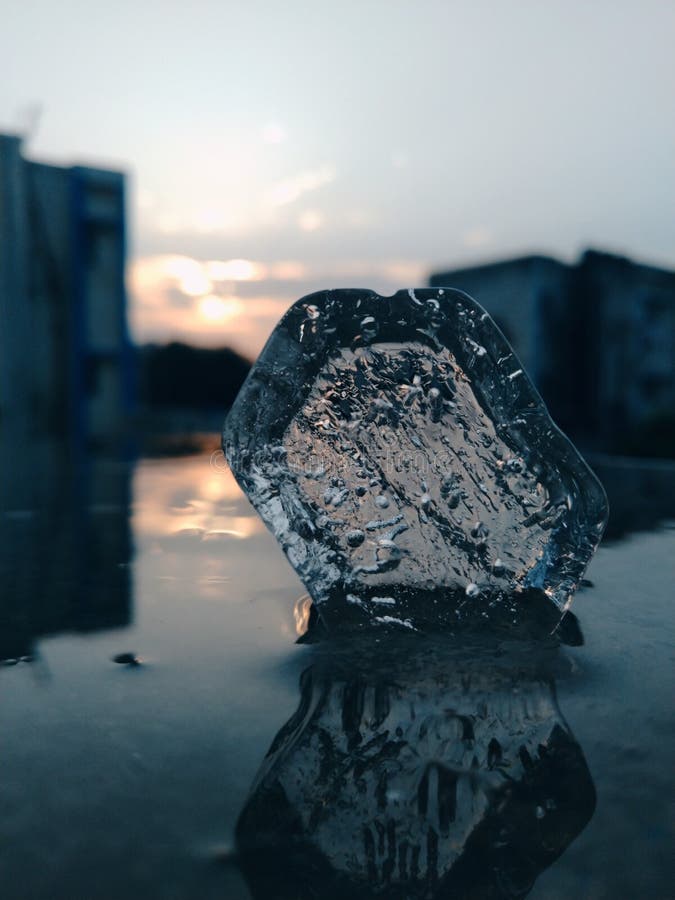 Closeup of Hexagonal Ice Cube Stock Image - Image of closeup, melting ...