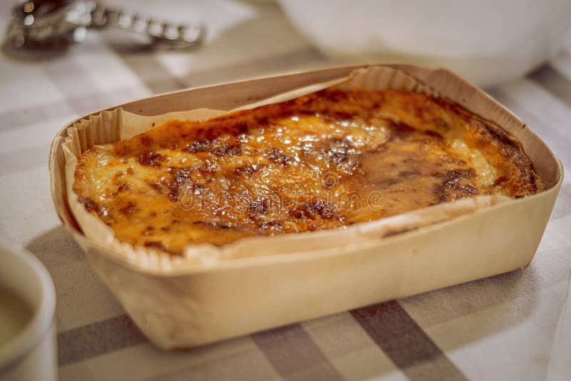 Closeup High Angle Shot of a Delicious Lasagna in a Container on a ...
