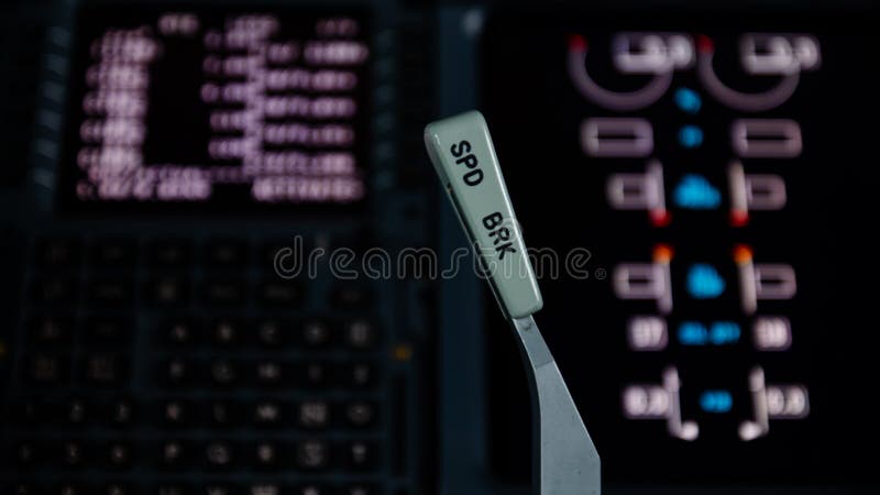 Closeup High Detailed View of Lower Display Unit, Flight Management ...