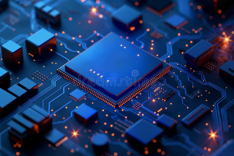 Closeup of High-tech Computer Chipset Stock Illustration - Illustration ...