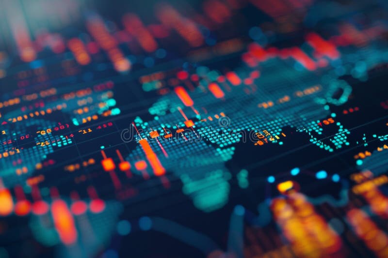 Closeup on a High Tech Digital Ledger Displaying Real Time Global ...