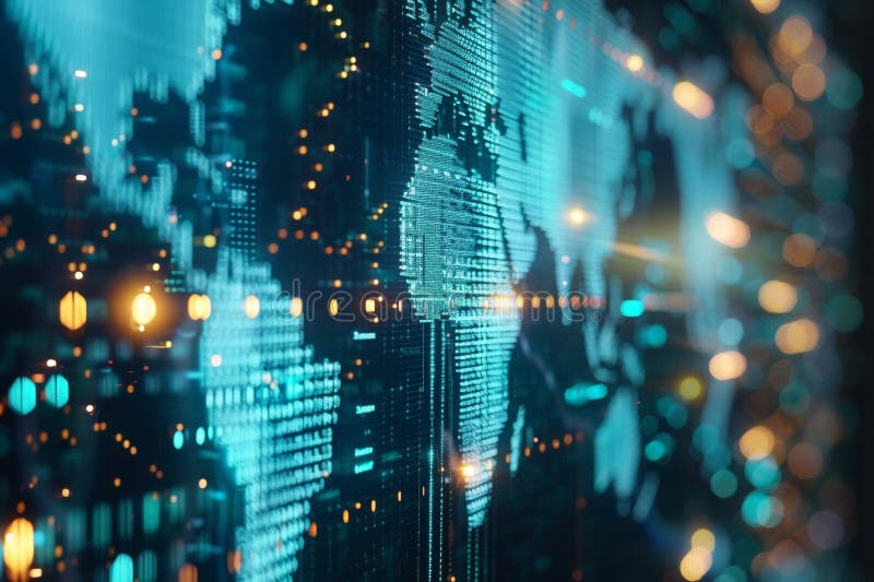 Closeup on a High Tech Digital Ledger Displaying Real Time Global ...