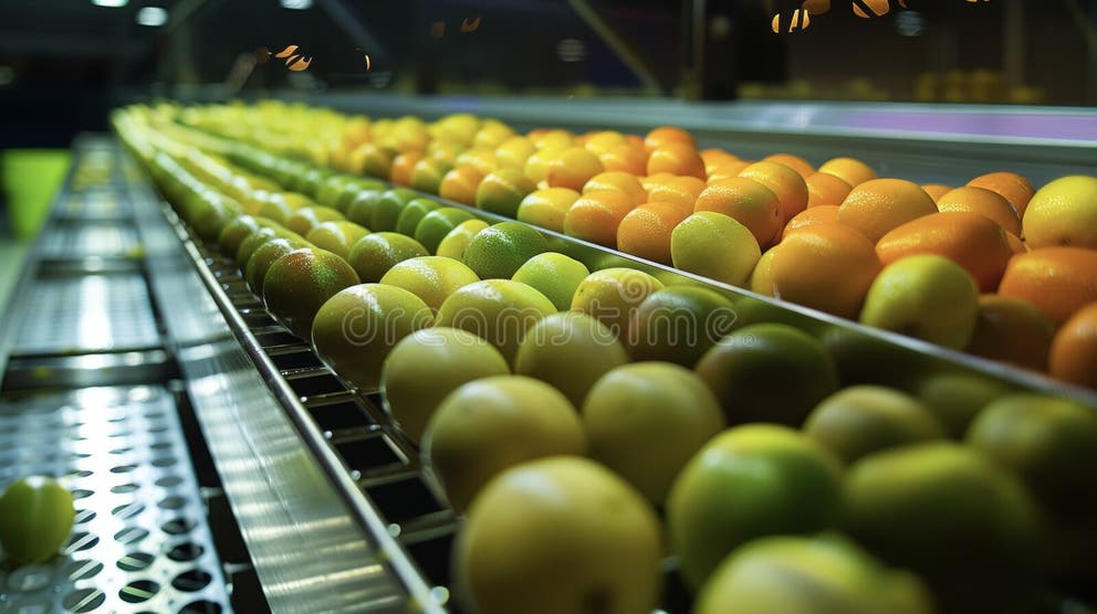 A Closeup of a Hightech Fruit Sorting Machine Captures Its Quick and ...