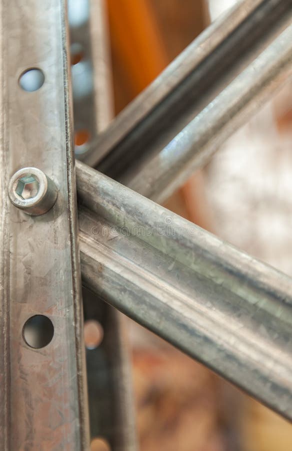 Closeup for a Hinge of Metal Rack Stock Photo - Image of industry ...