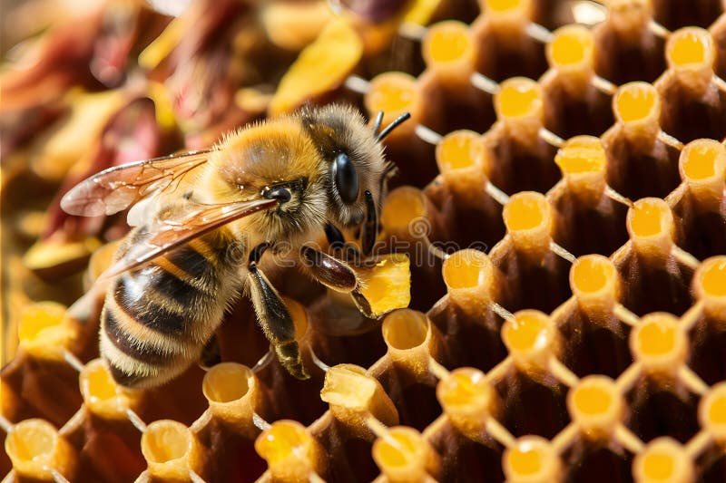 Closeup Honey Bee Producing Honey, Natural Process Stock Illustration ... Closeup Honey Bee Producing Honey, Natural Process Stock Illustration ...