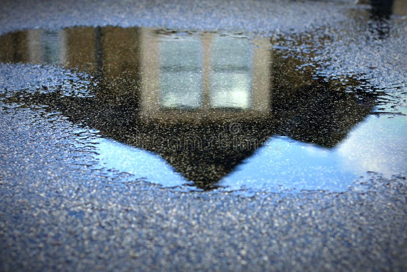Puddle, House Reflection, Selective Focus Stock Photo - Image of ...