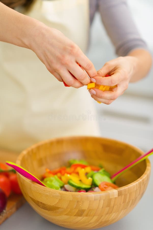 Closeup on Housewife Preparing Vegetable Salad Stock Photo - Image of ...