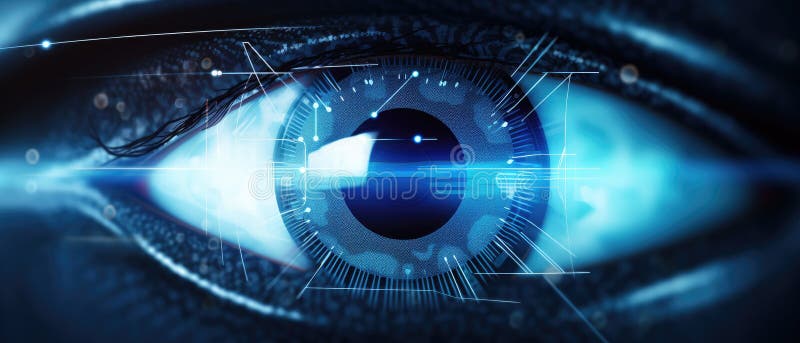 Closeup of a Human Eye Integrated with Virtual Holographic Surveillance ...