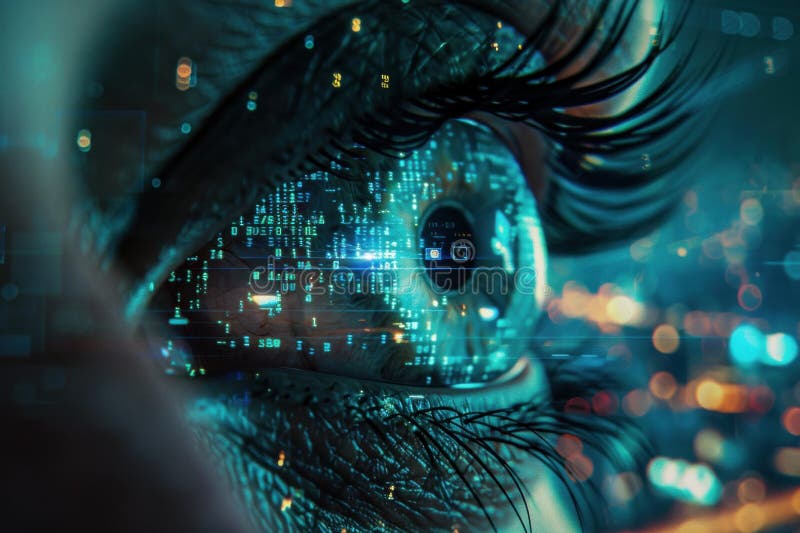 Digital Vision Concept with Code Reflection in Eye Stock Photo - Image ...