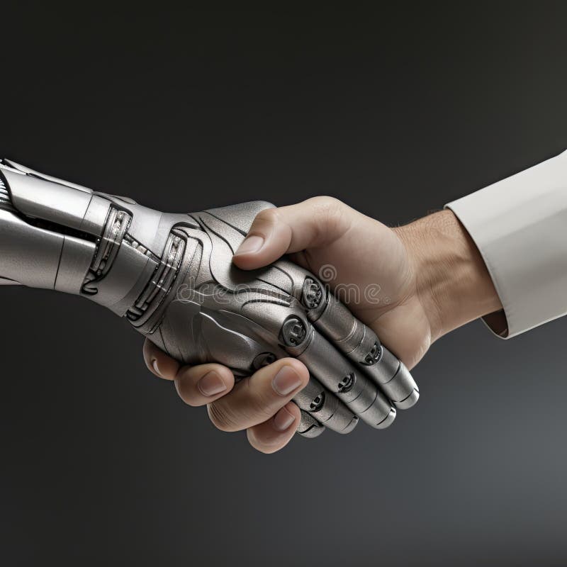 Closeup of the Human Hand Shake with a Robot Hand Stock Illustration ...