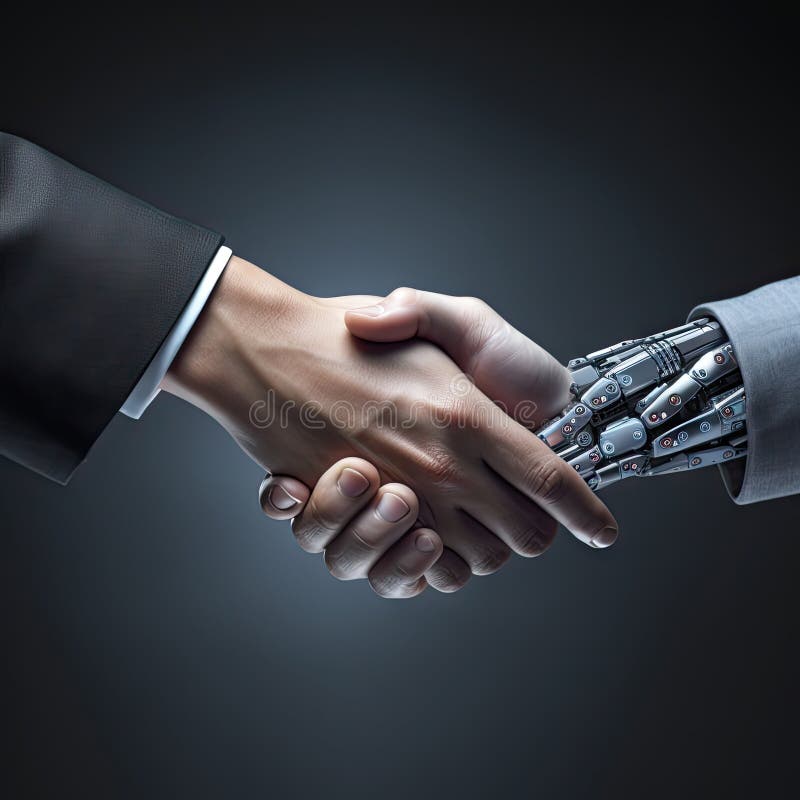 Closeup of the Human Hand Shake with a Robot Hand Stock Illustration ...
