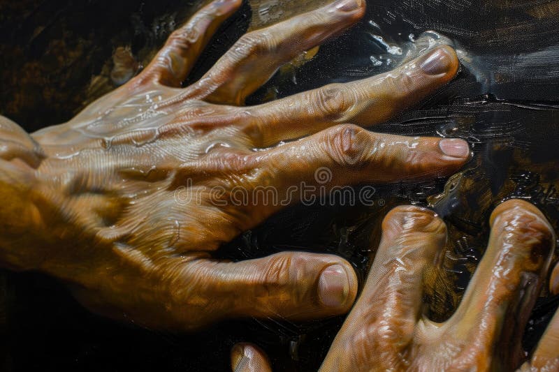 Abstract Hands Covered in Glossy Substance Stock Illustration ...