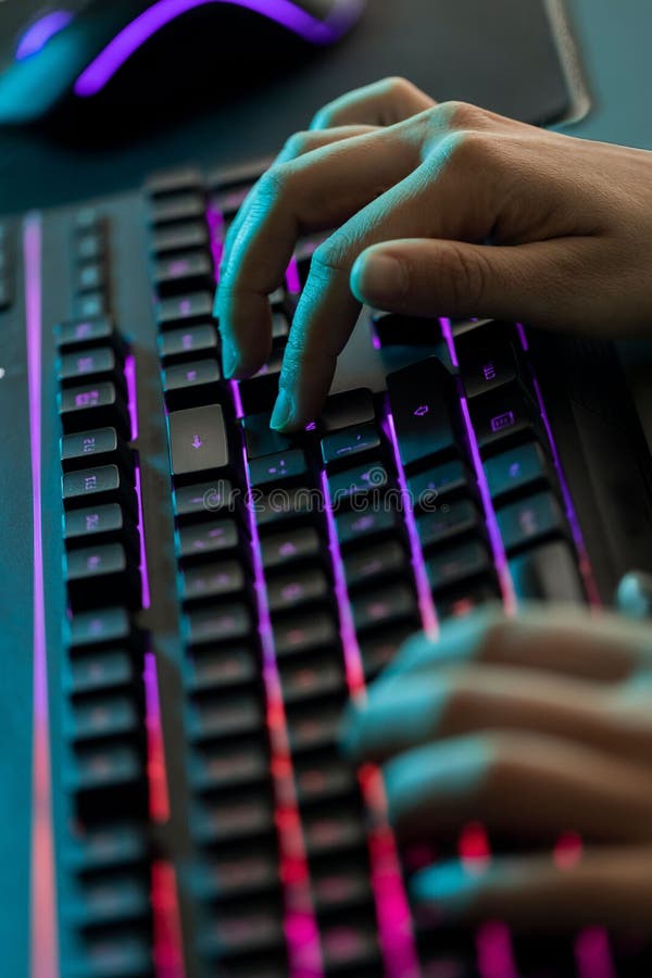 Closeup of Human Hands Working on a Keyboard. Stock Photo - Image of ...