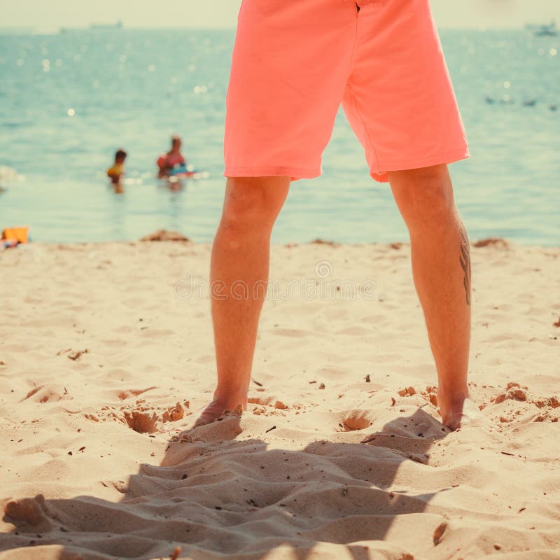 Closeup of Human Legs on Beach. Stock Photo - Image of summer, sand ...