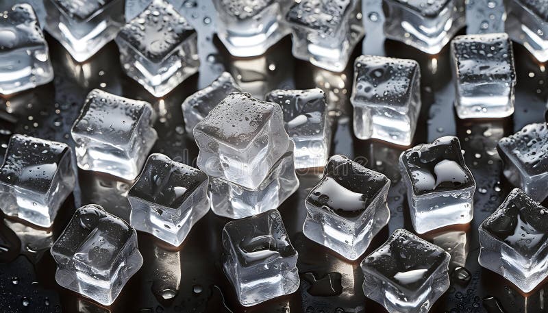 Closeup Ice Cubes, Top View, Generative AI Stock Illustration ...