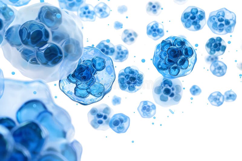 A Cluster of Translucent Blue Orbs Filled with Smaller Orbs Floats ...