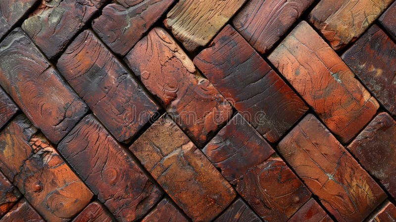 Detailed View of a Vibrant Red Brick Pavement Pattern, Showcasing Its ...