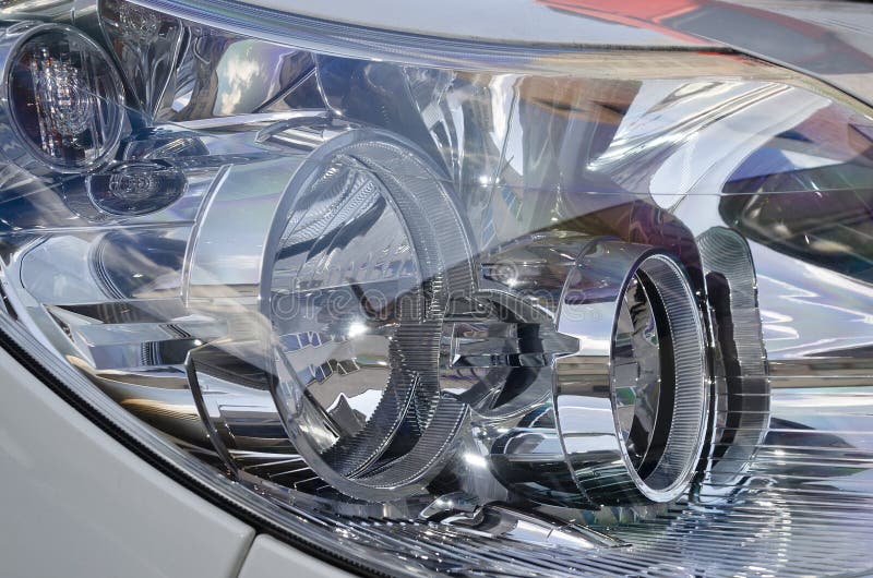Closeup Image of a Car Head Lamp Stock Photo - Image of modern ...