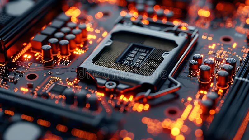 Closeup Image of Computer Motherboard Symbolizing Technology ...