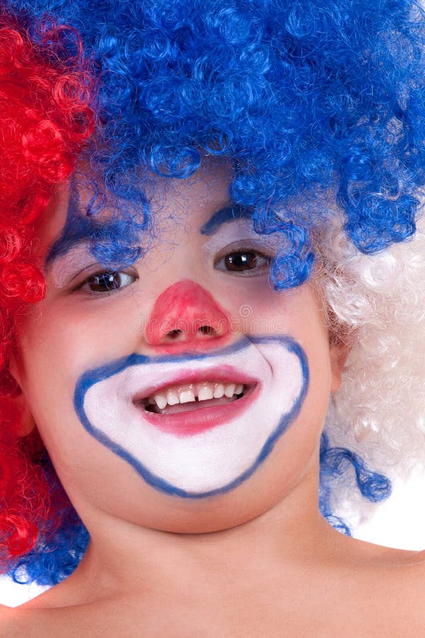 Closeup Image of the Cute Little Clown Boy Stock Photo - Image of ...