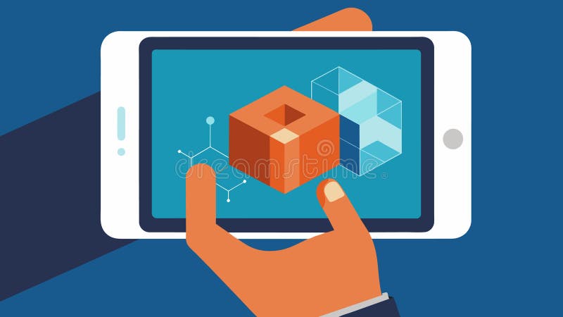 A Closeup Image of a Designers Hand Holding a Tablet with an AR Design ...