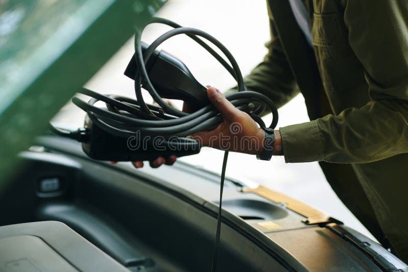 Charging Vehicle at Public Station Stock Image - Image of driver ...