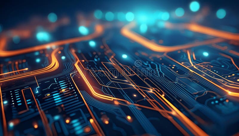 Electronic Instrument with Electric Blue Lights on a Circuit Board ...