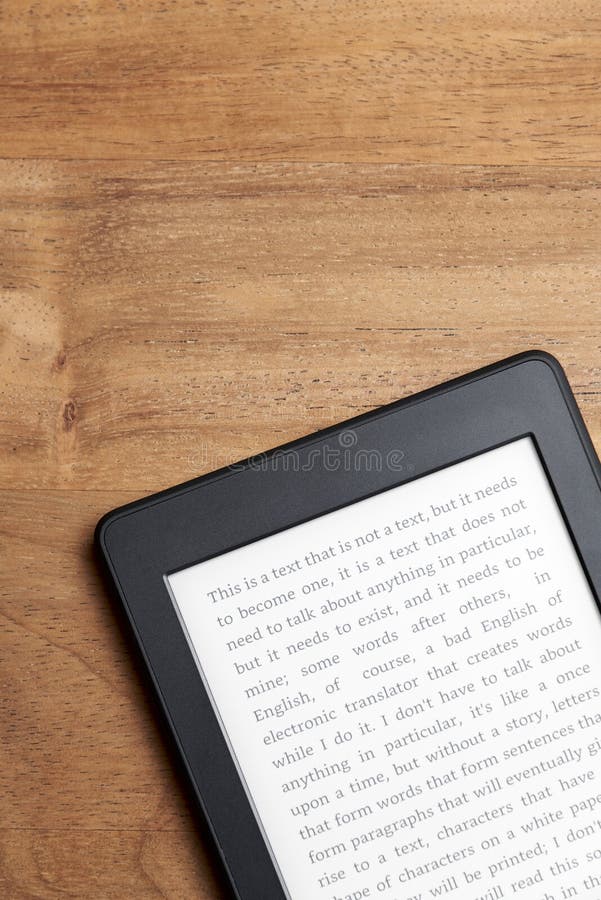 Closeup Image of an Electronic Reader with Text on the Screen on a ...