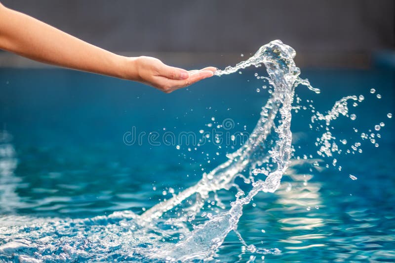 A Hand Splashing Water in the Pool Stock Photo - Image of health ...